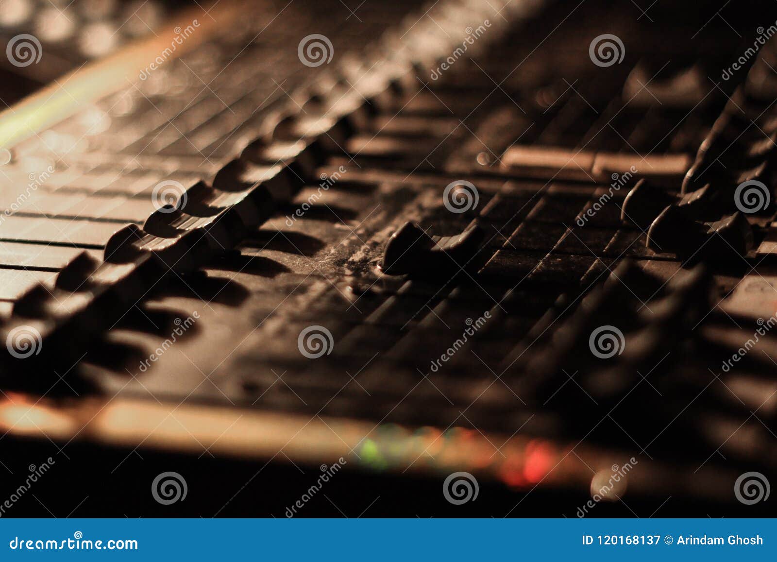 Close Up View of Knobs and Sliders of Light and Sound Board Console at ...