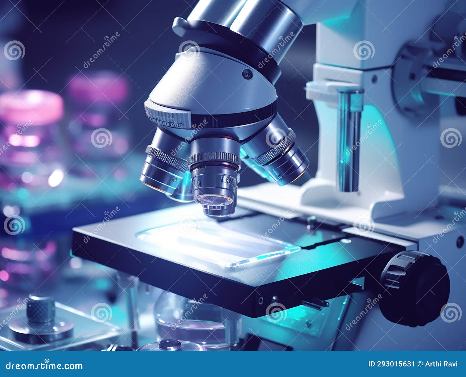 Close Up View of Laboratory Microscope Stock Illustration ...