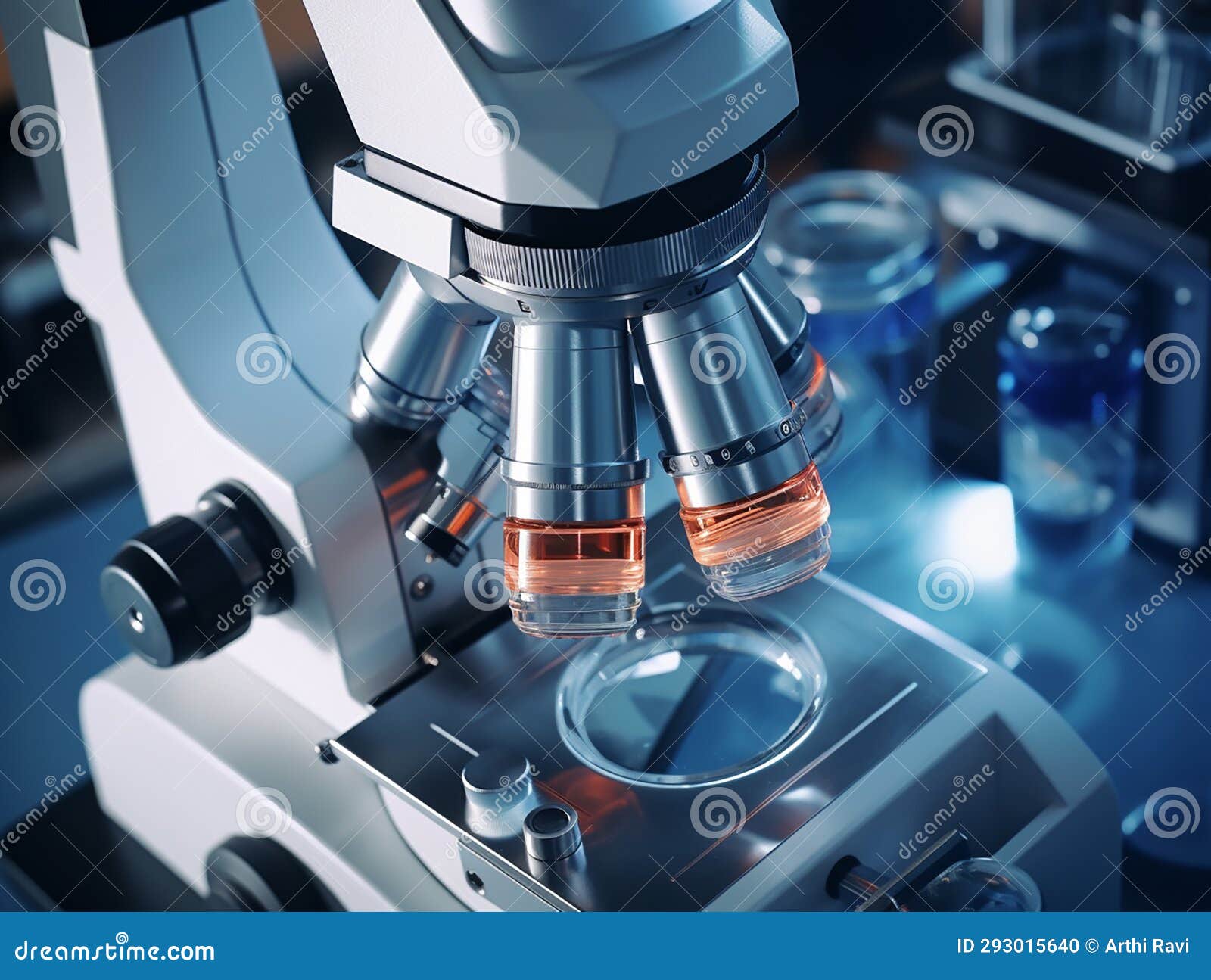 Close Up View of Laboratory Microscope Stock Illustration ...