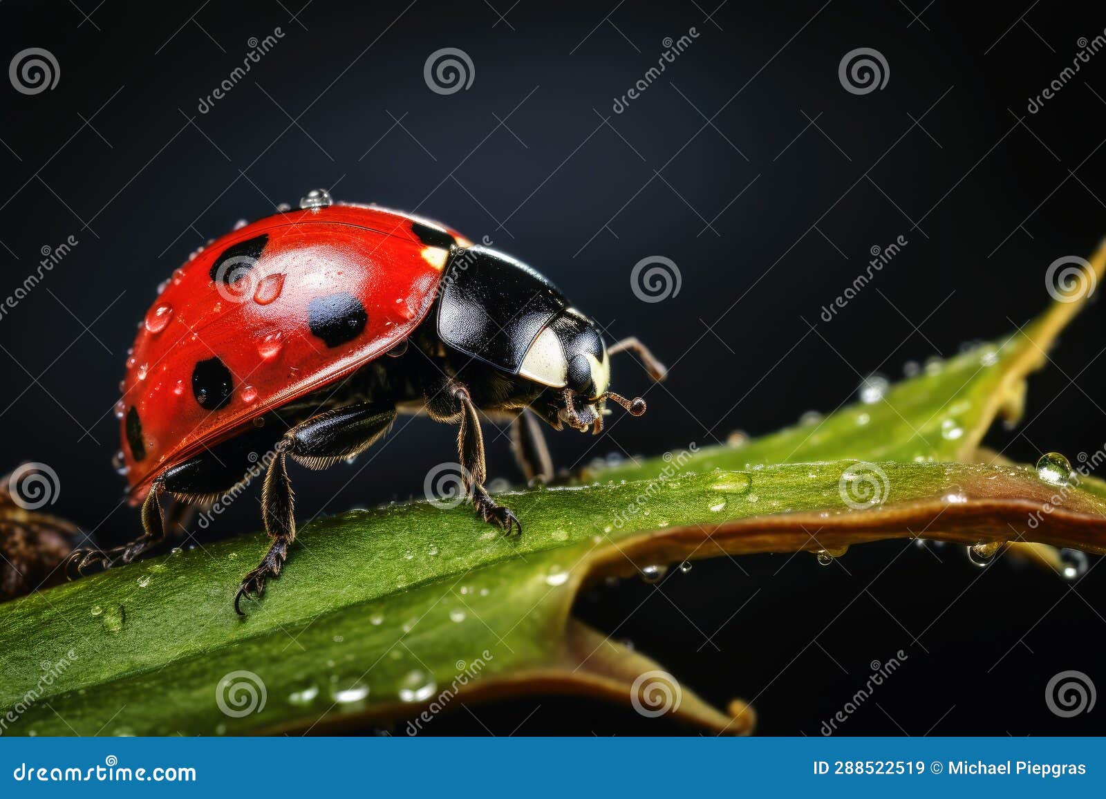 Close Up View of a Ladybug on a Branch Stock Image - Image of closeup ...