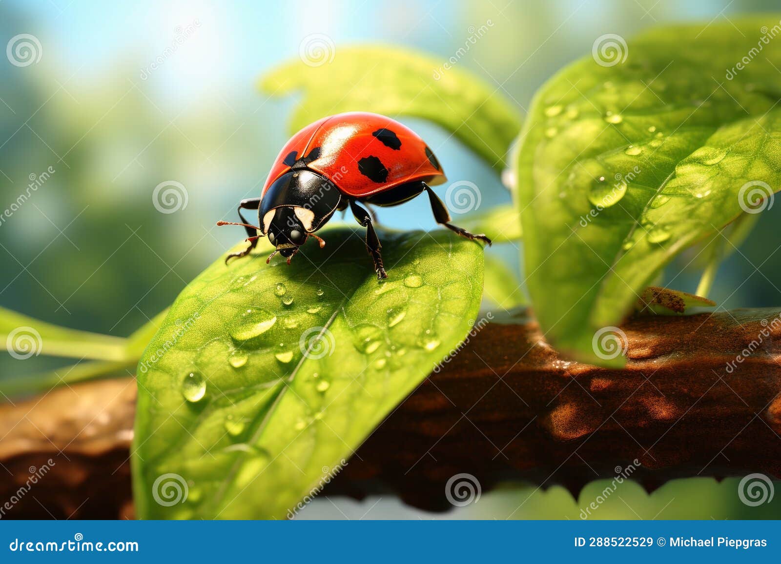 Close Up View of a Ladybug on a Branch Stock Illustration ...