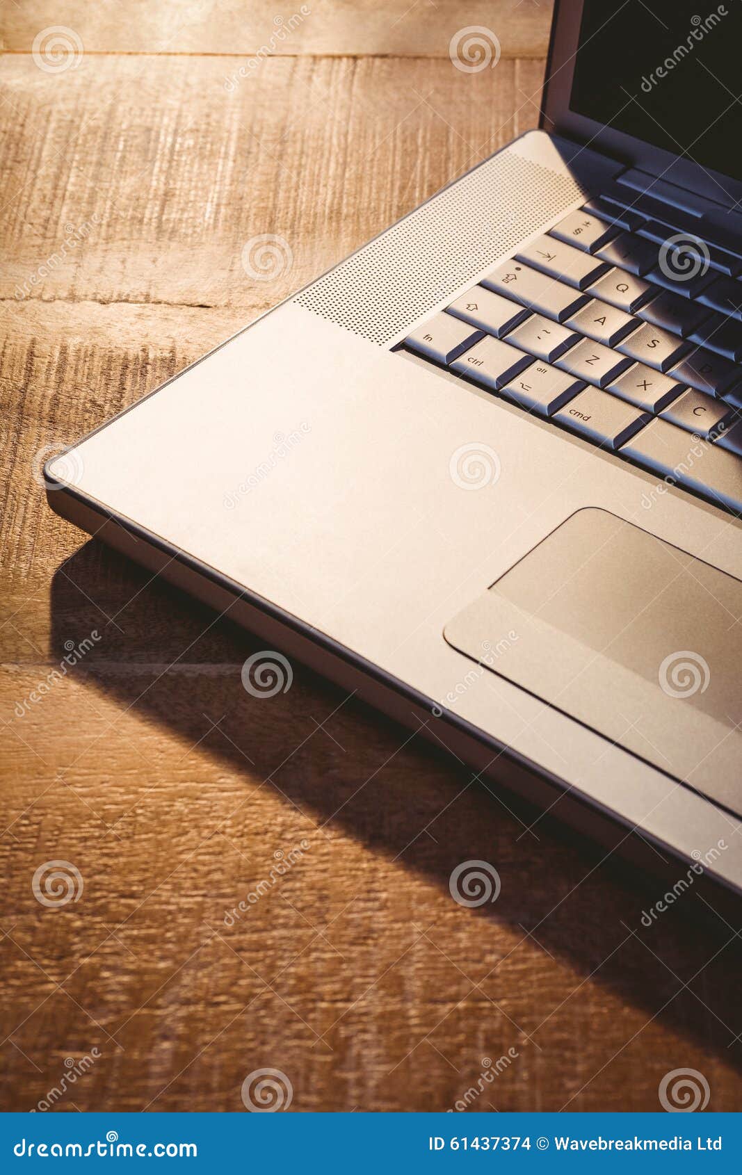 Close up view of a laptop stock photo. Image of wooden - 61437374