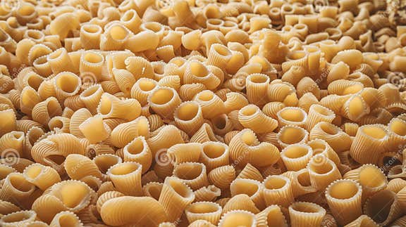 Close-Up View of Large Pile of Uncooked Macaroni Shells Stock ...