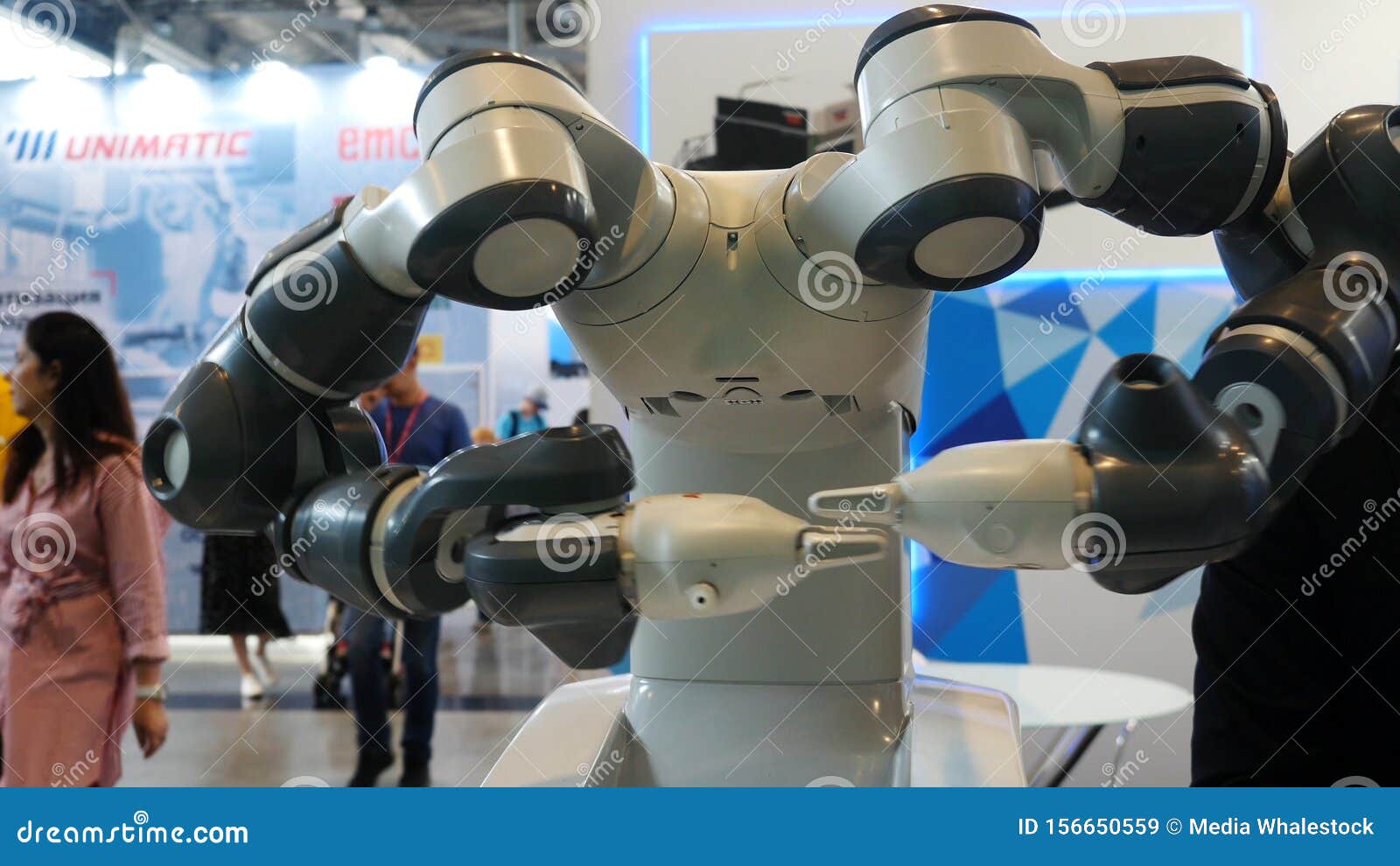 Close-up View of Large Robot Turning His Hands. Media. Different ...