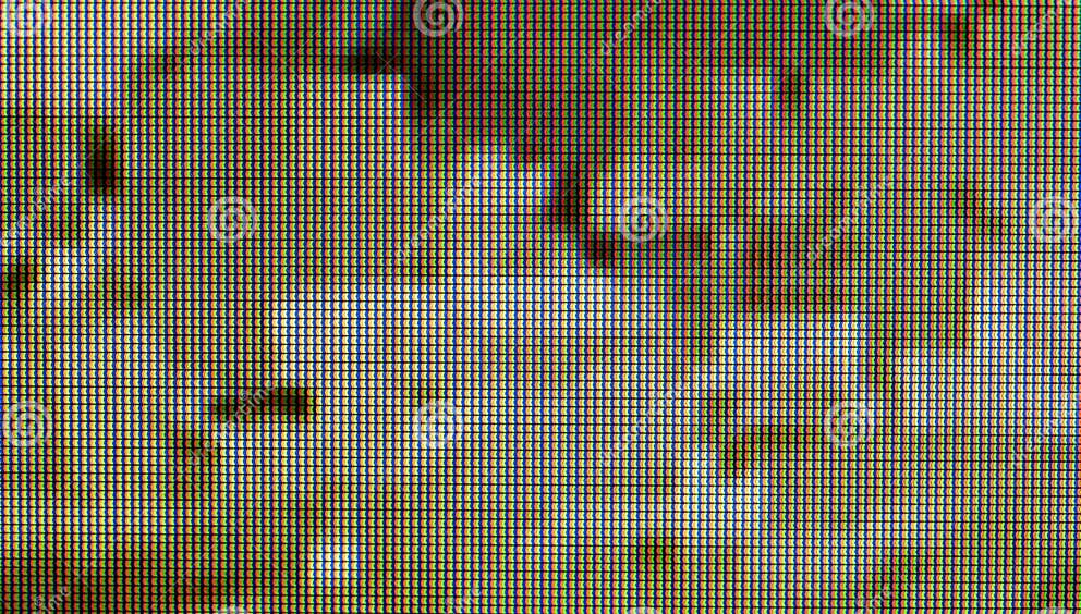 Close-up View of an LCD Screen Display, Chaotic Digital Glitch Pattern, Distorted Abstract ...