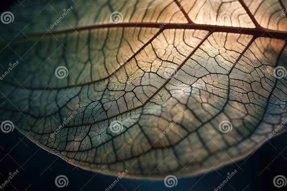 A Close Up View of a Leaf S Leaf Vein Stock Illustration - Illustration ...