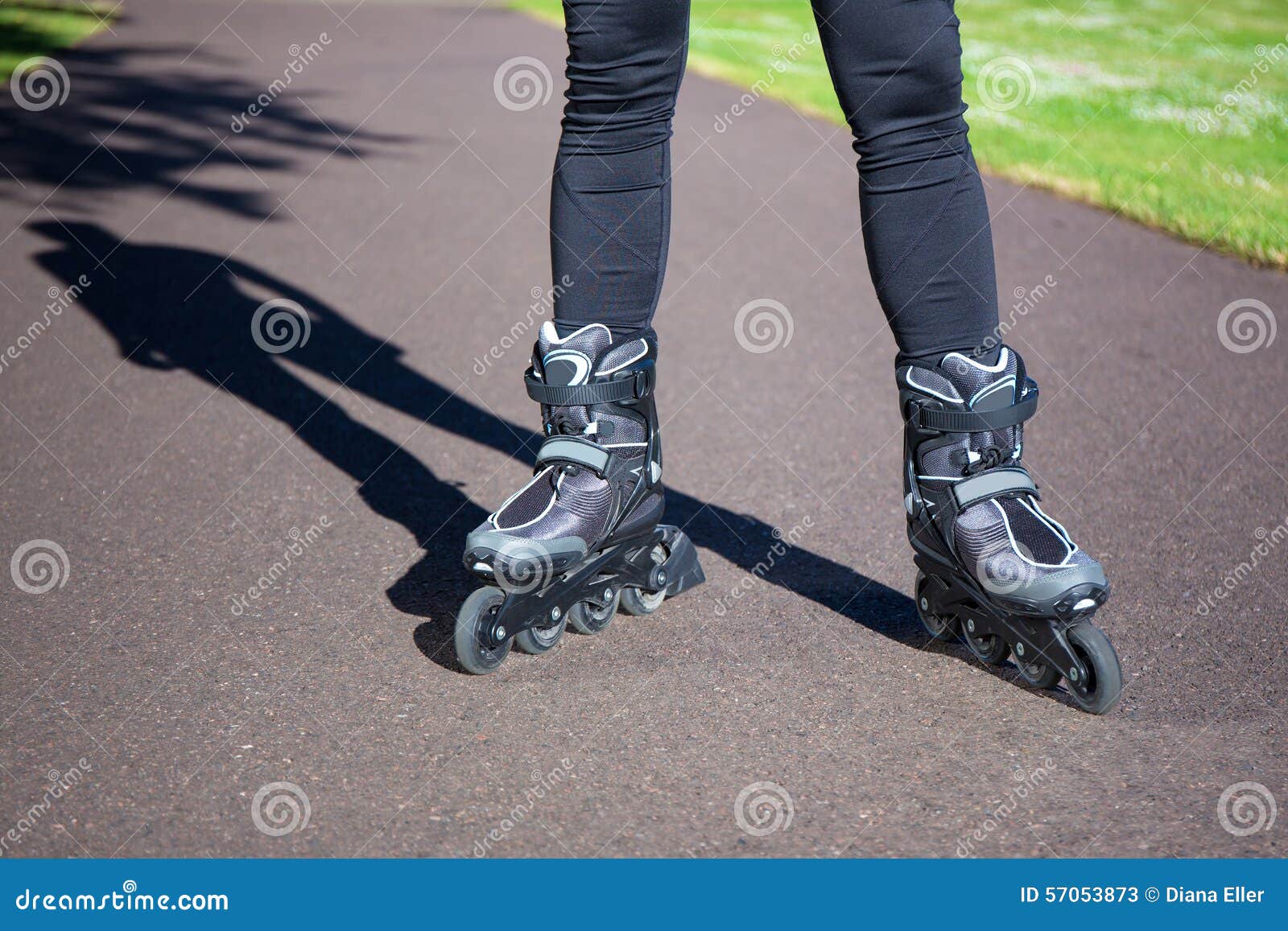 Close Up View of Legs in Roller Blades Stock Image - Image of outdoor ...