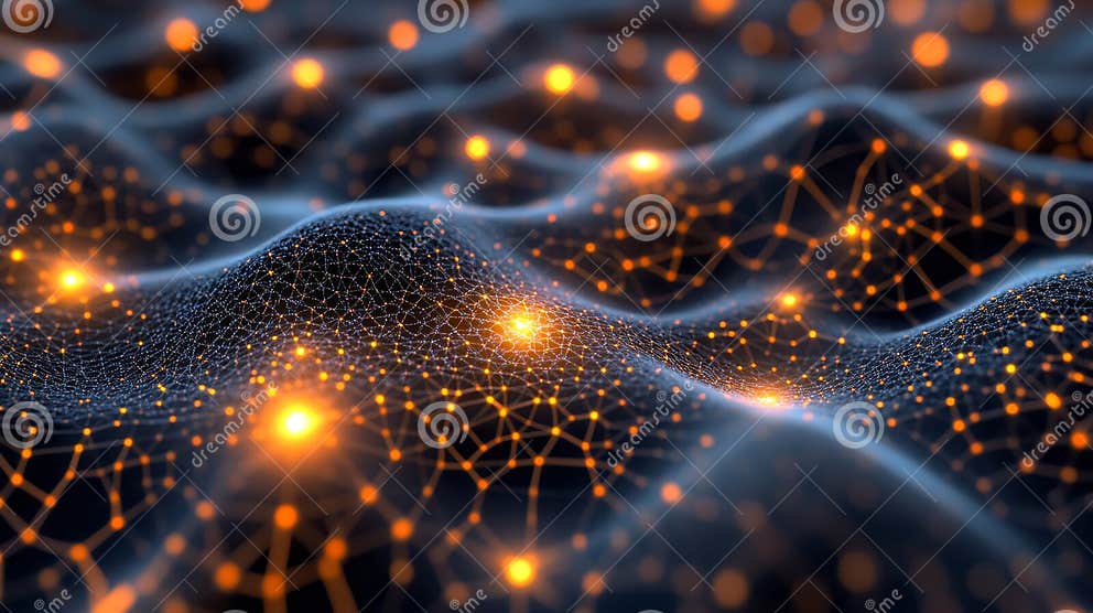 Close Up View of a Luminous Molecular Structure with Bright Nodes ...