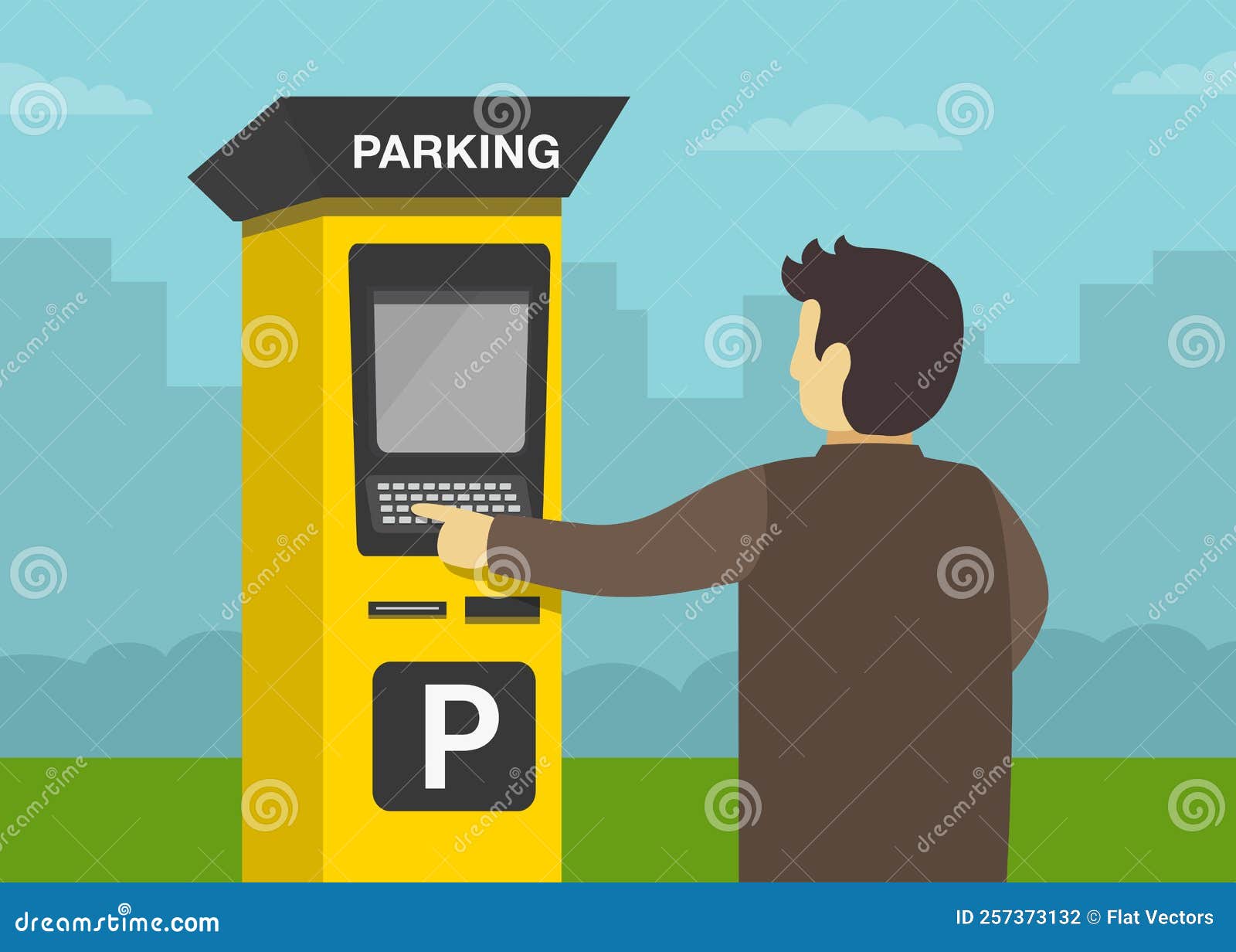 Close-up View of Male Driver Paying for Parking. Parking Zone with ...