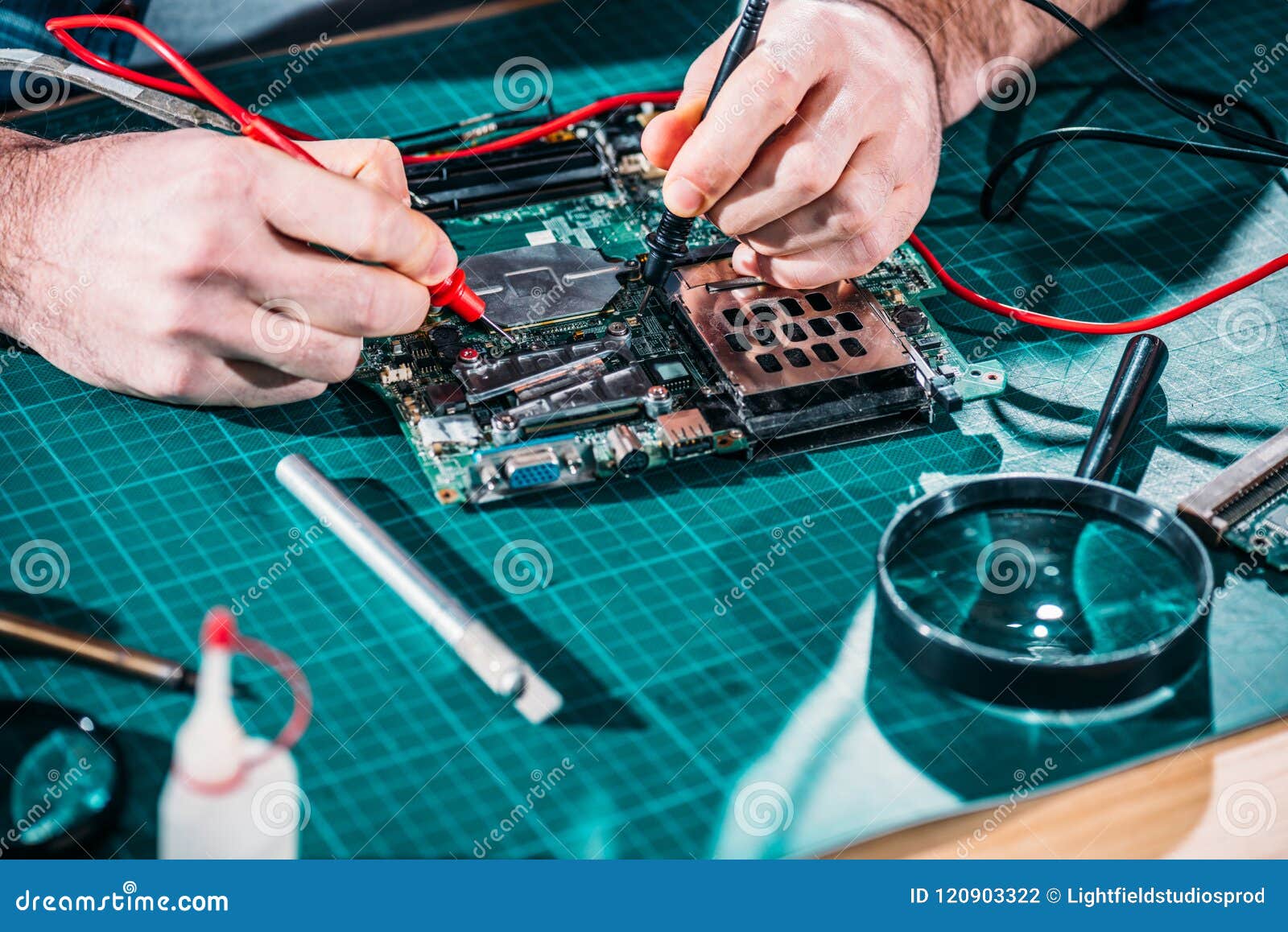 Close-up View of Male Engineer Testing Stock Photo - Image of hardware ...