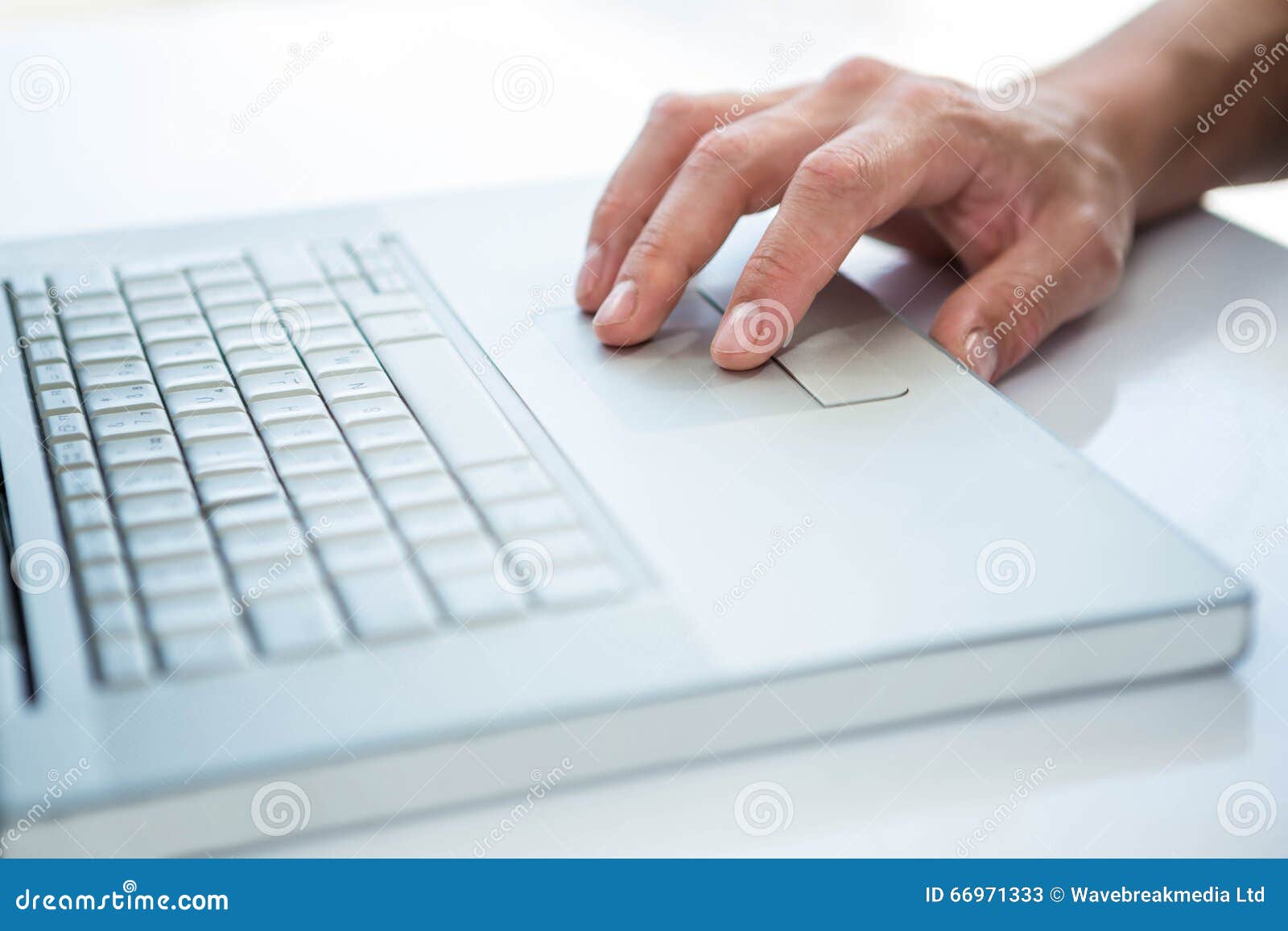 Close Up View of a Male Hand Using Laptop Stock Image - Image of male ...