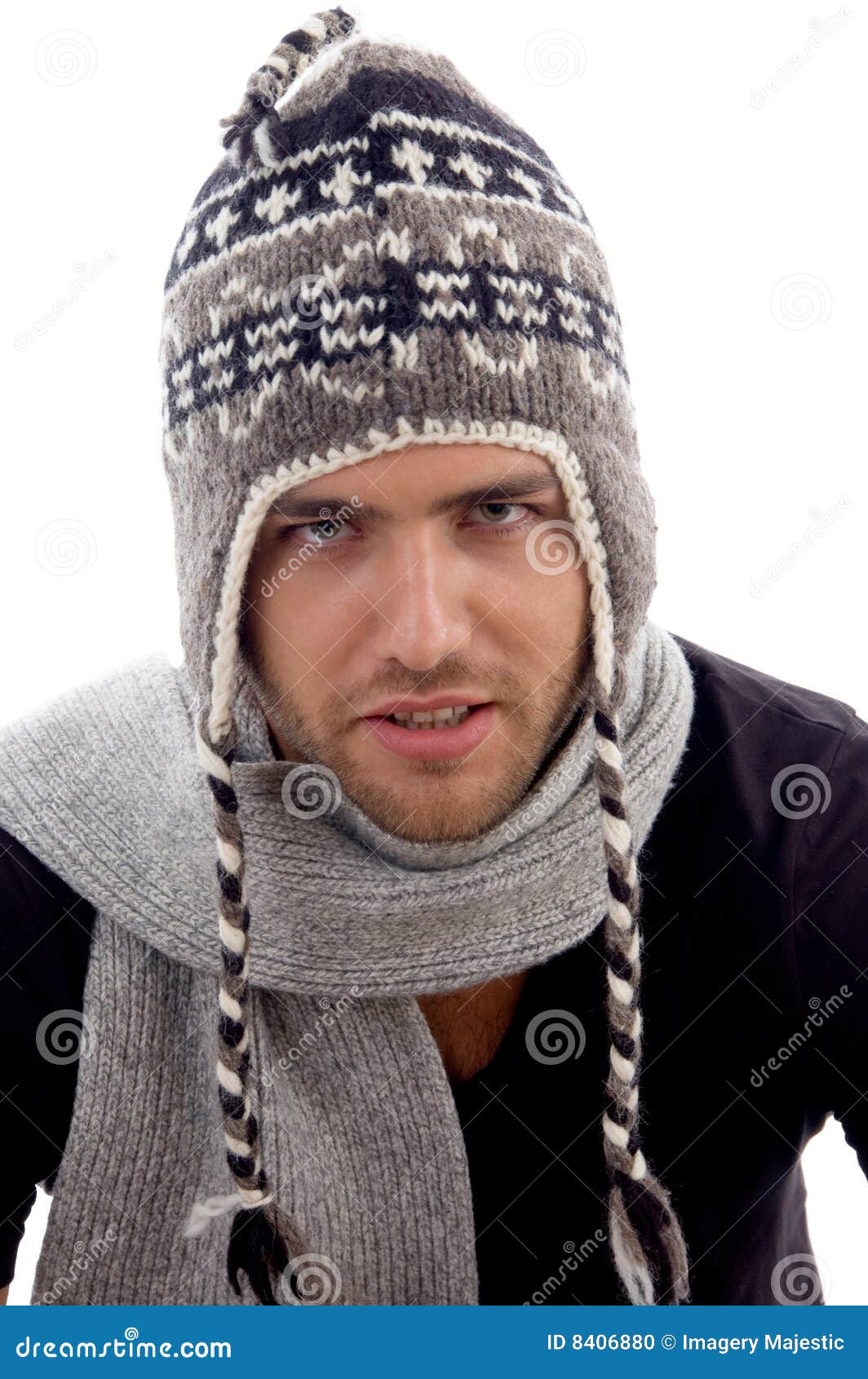 Close Up View of Male Model Wearing Stylist Cap Stock Photo - Image of ...