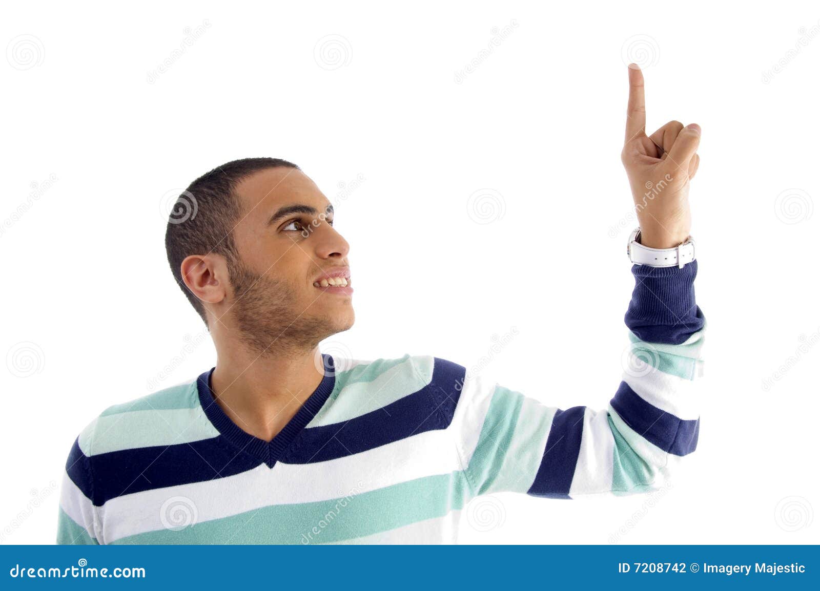 Close Up View of Male Pointing Upwards Stock Photo - Image of gesture ...