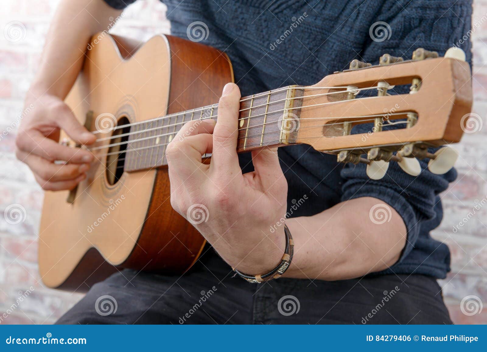 Close-up View of Man`s Hand Playing Guitar Stock Photo - Image of ...