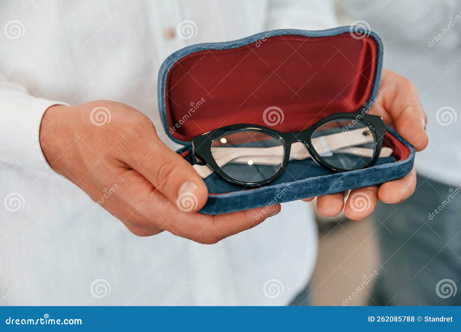 Close Up View of Man`s Hands that Holding Glasses for Correcting Vision ...