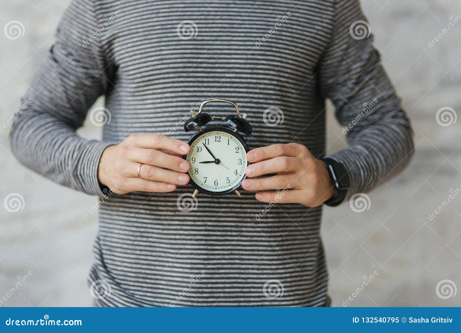Close Up View of Man Who are Holding Old Clock in His Hands Stock Image ...