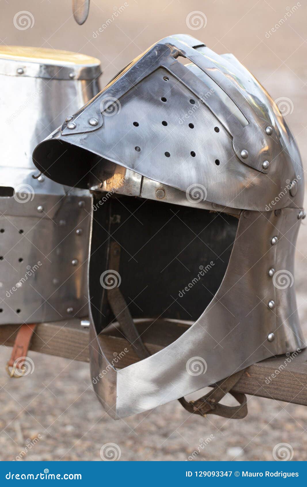 Medieval battle helmet stock image. Image of silves - 129093347