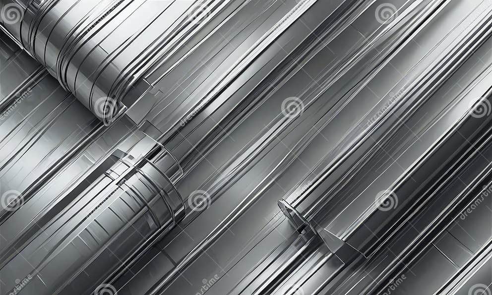 Close-up View Metallic Surface with Repeating Pattern Diagonal Lines, Creating Sense Movement ...