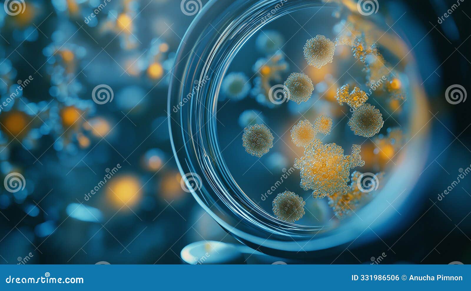 Close-up of a Microscope Lens Focused on a Generative AI Illustration ...