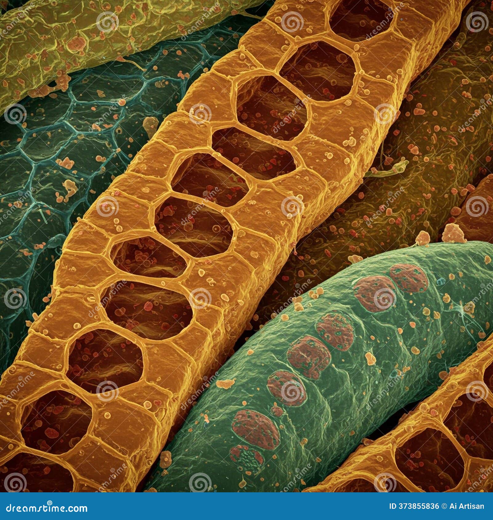 Close-up View Of Microscopic Structures Resembling Plant Xylem Or ...