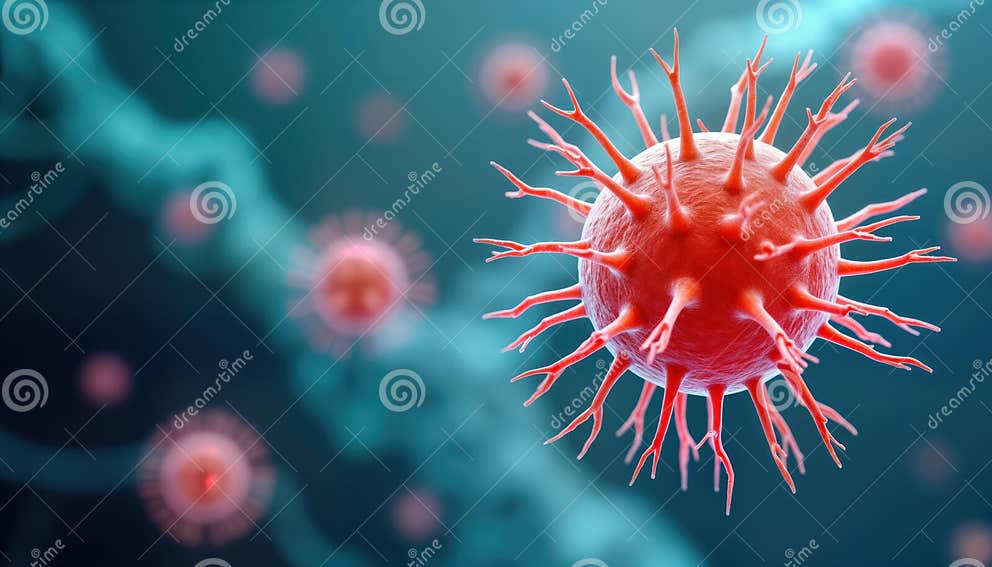 Close-up View of Microscopic Virus. Virus Particle Detailed with Spiky ...