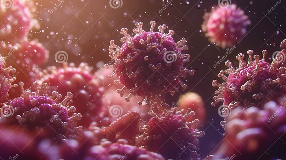 Close-up View of Microscopic Viruses in Vibrant Colors Under Lighting ...