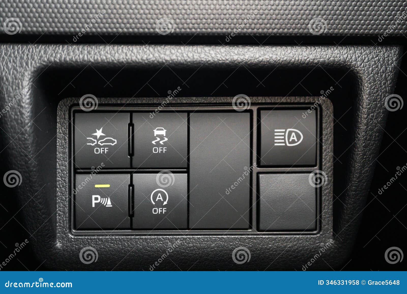 Close-up View of a Modern Car Dashboard with Various Driver Control ...
