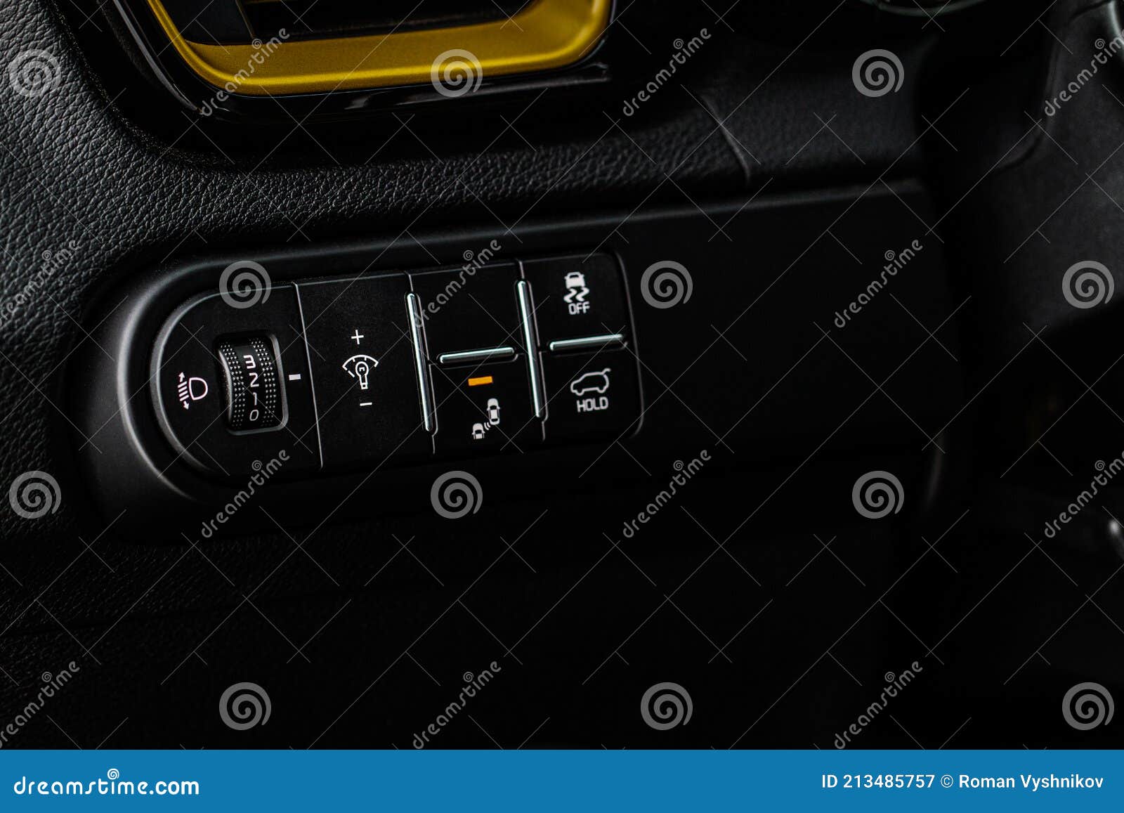 Close Up View of Modern Car Electronic Safety Systems Control Panel ...