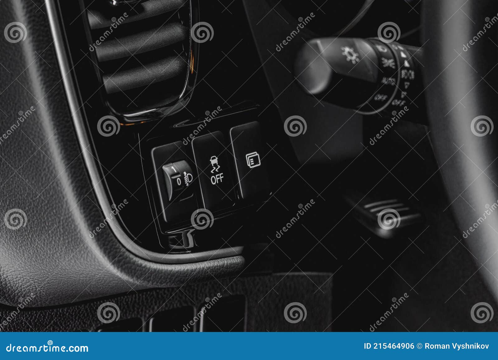 Close Up View of Modern Car Electronic Safety Systems Control Panel ...
