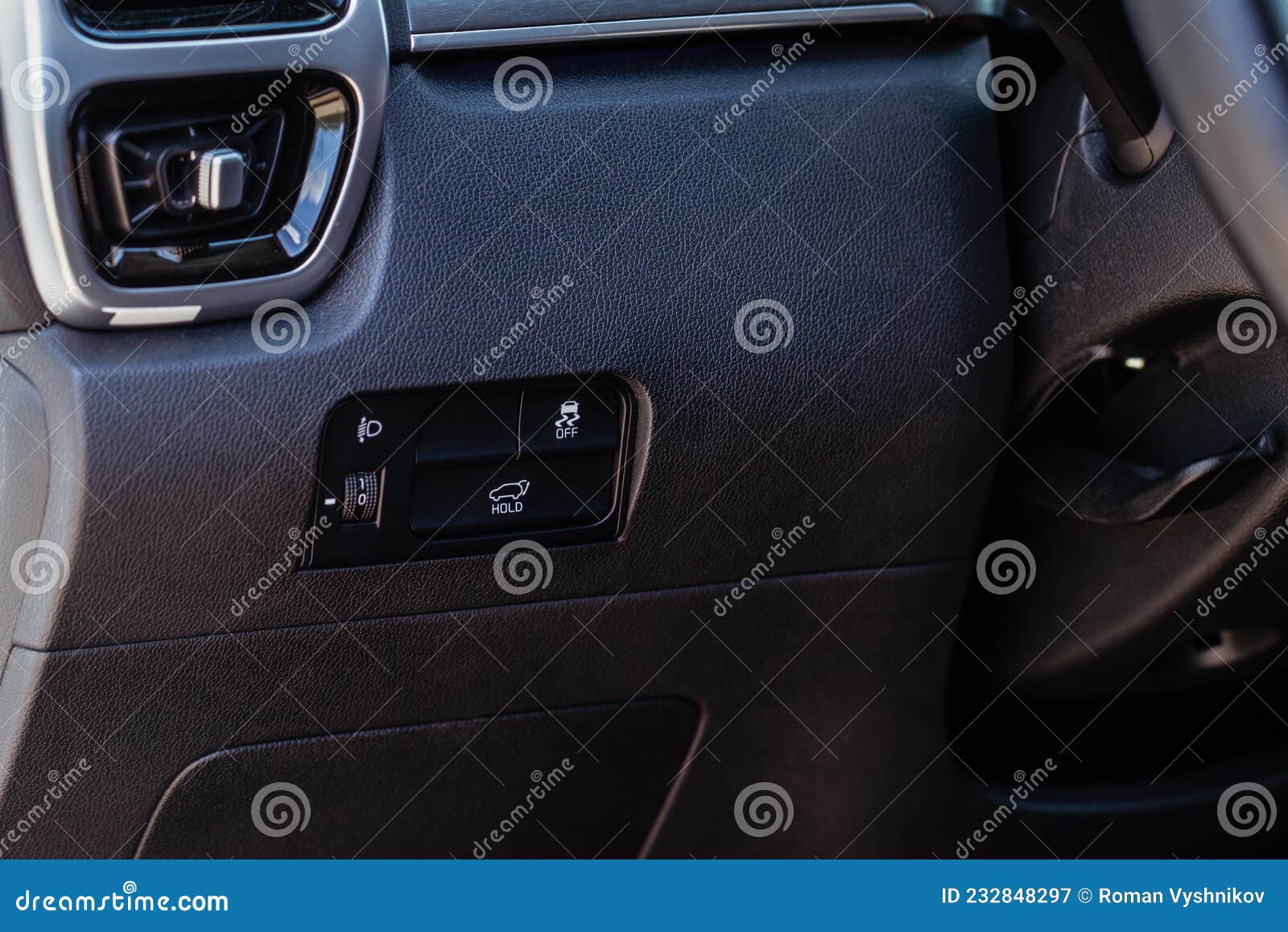 Close Up View of Modern Car Electronic Safety Systems Control Panel ...