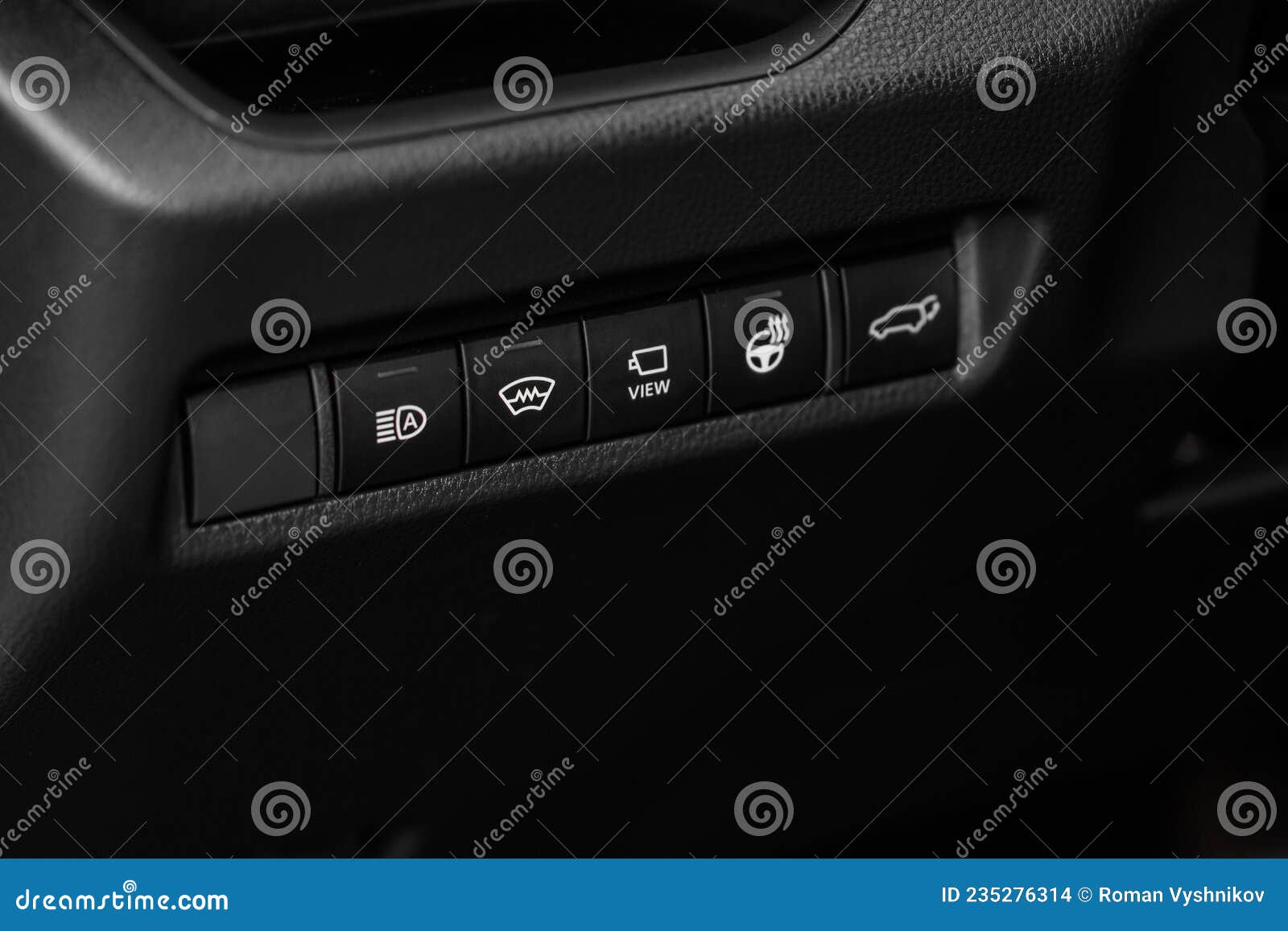 Close Up View of Modern Car Electronic Safety Systems Control Panel ...