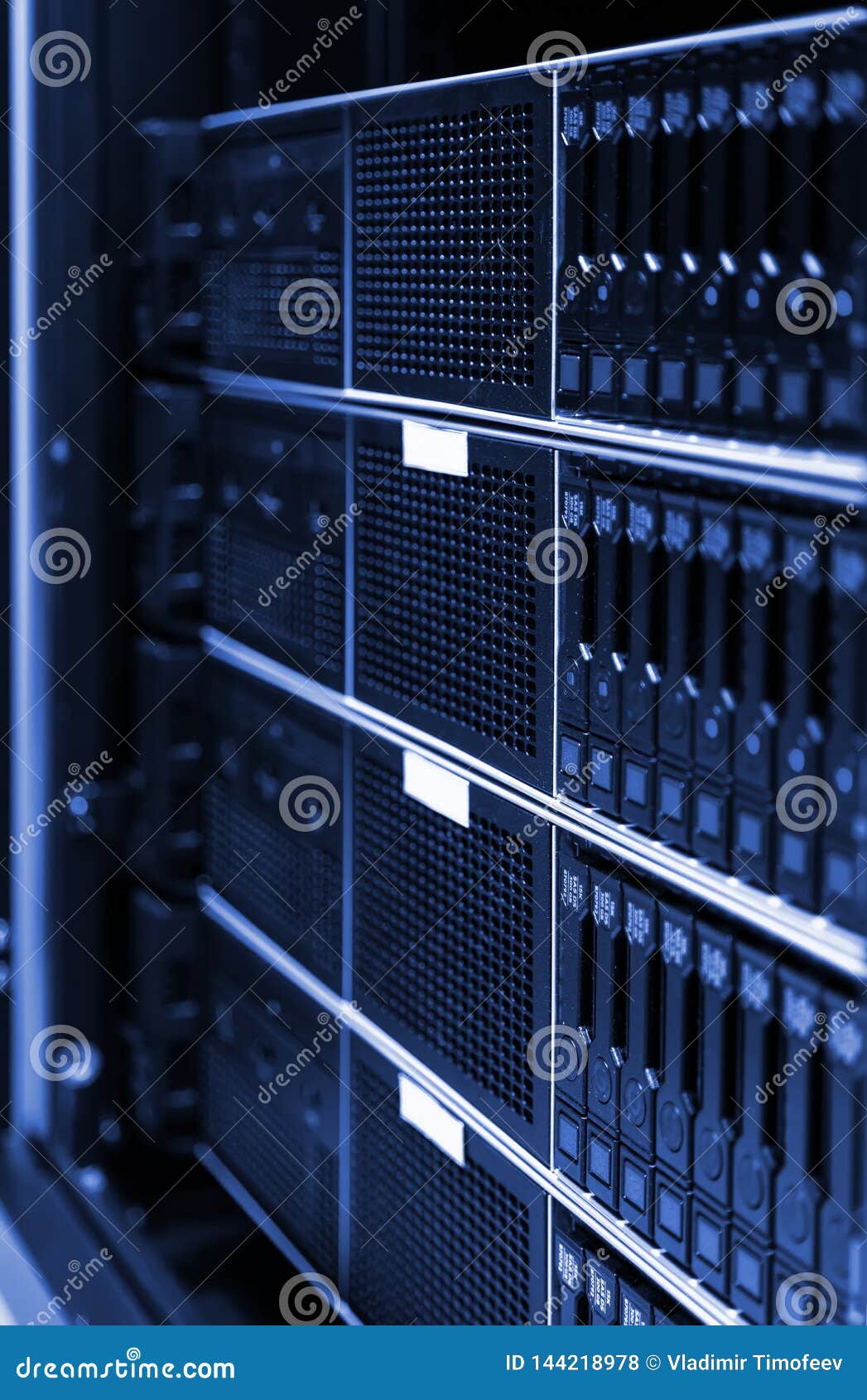 Close Up View of Modern Computer Server in Dark Tinting Design ...