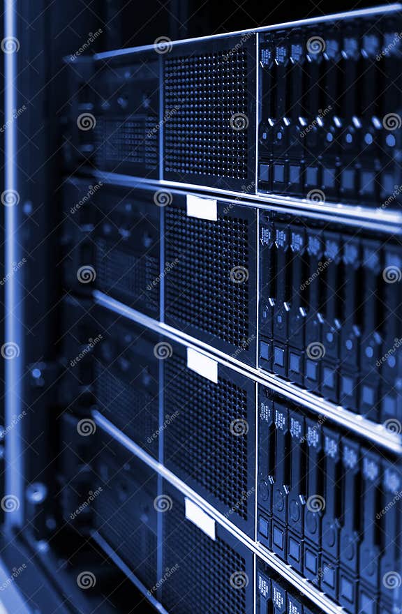 Close Up View of Modern Computer Server in Dark Tinting Design ...