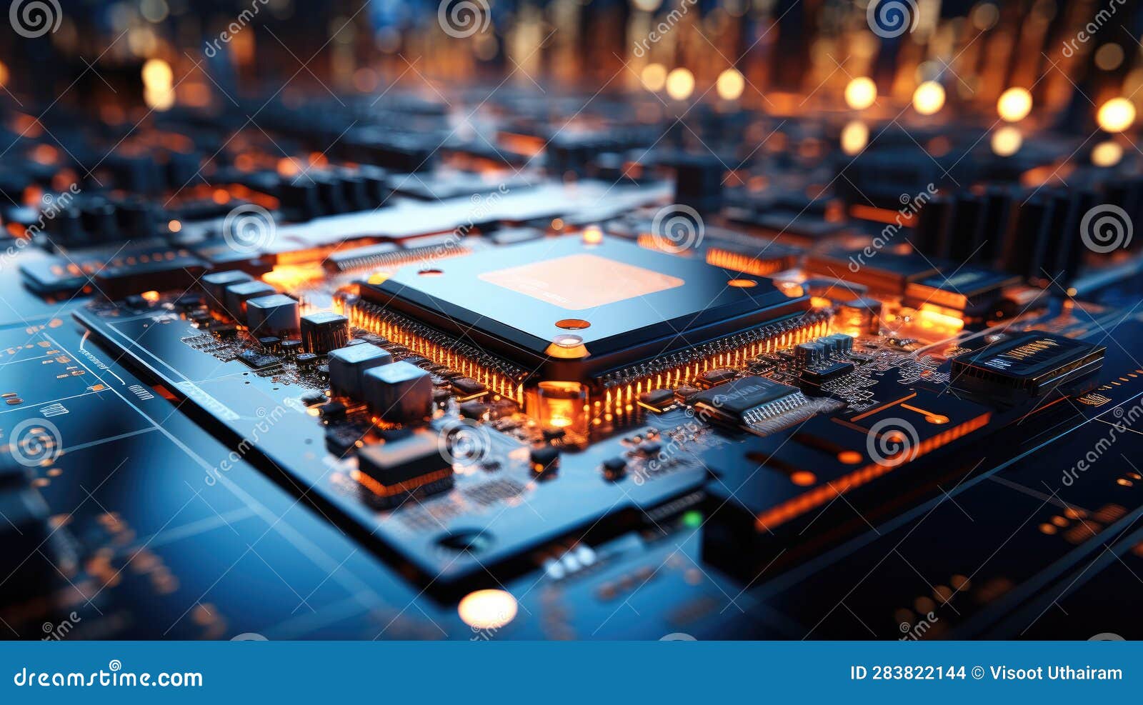 Close Up View of a Modern GPU Card with Circuit, Central Computer ...