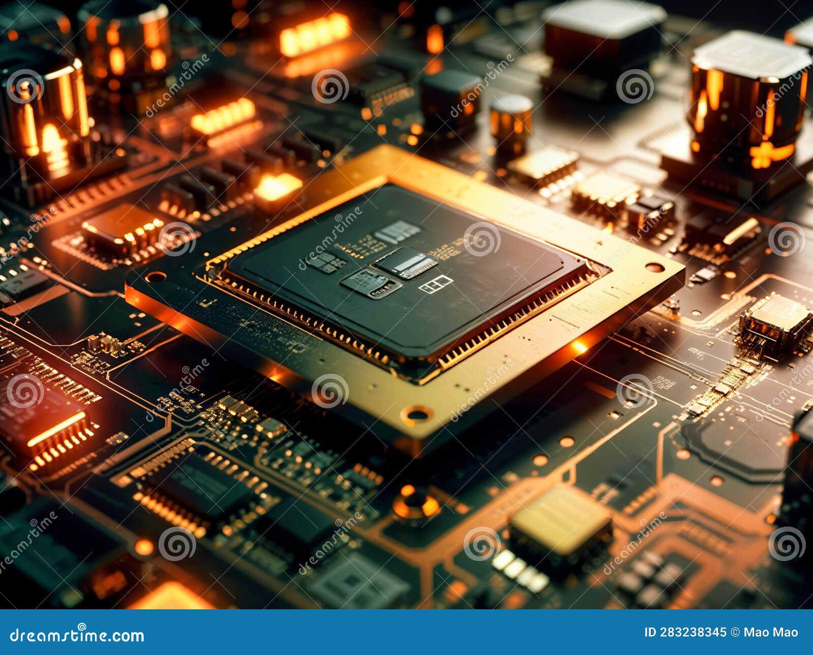 Close-up View of a Modern GPU Card with Circuit and Connections 3D ...