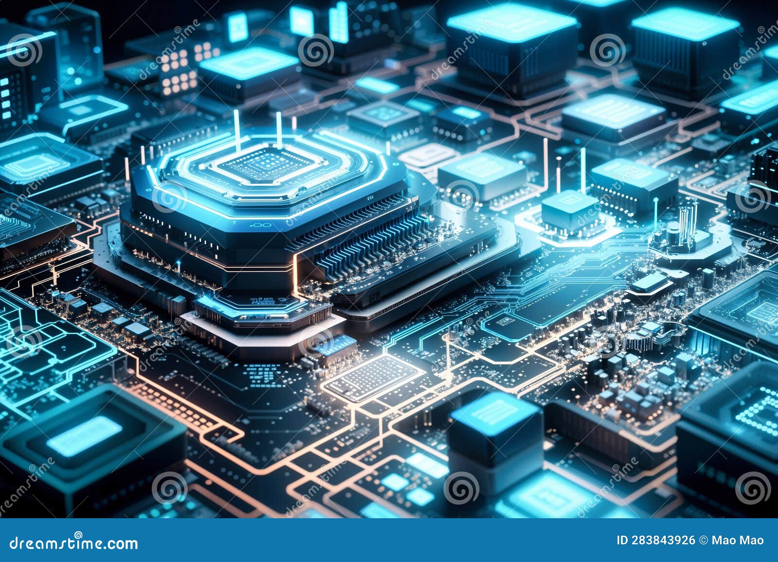 Close-up View of a Modern GPU Card with Circuit and Connections 3D ...