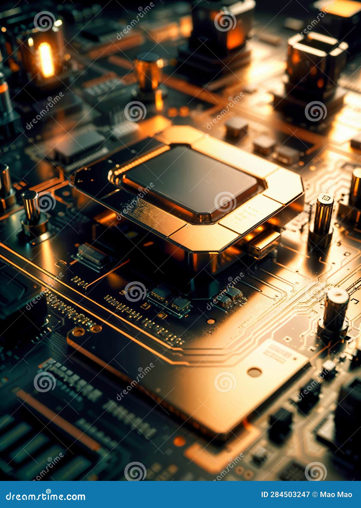 Close-up View of a Modern GPU Card with Circuit and Connections 3D ...