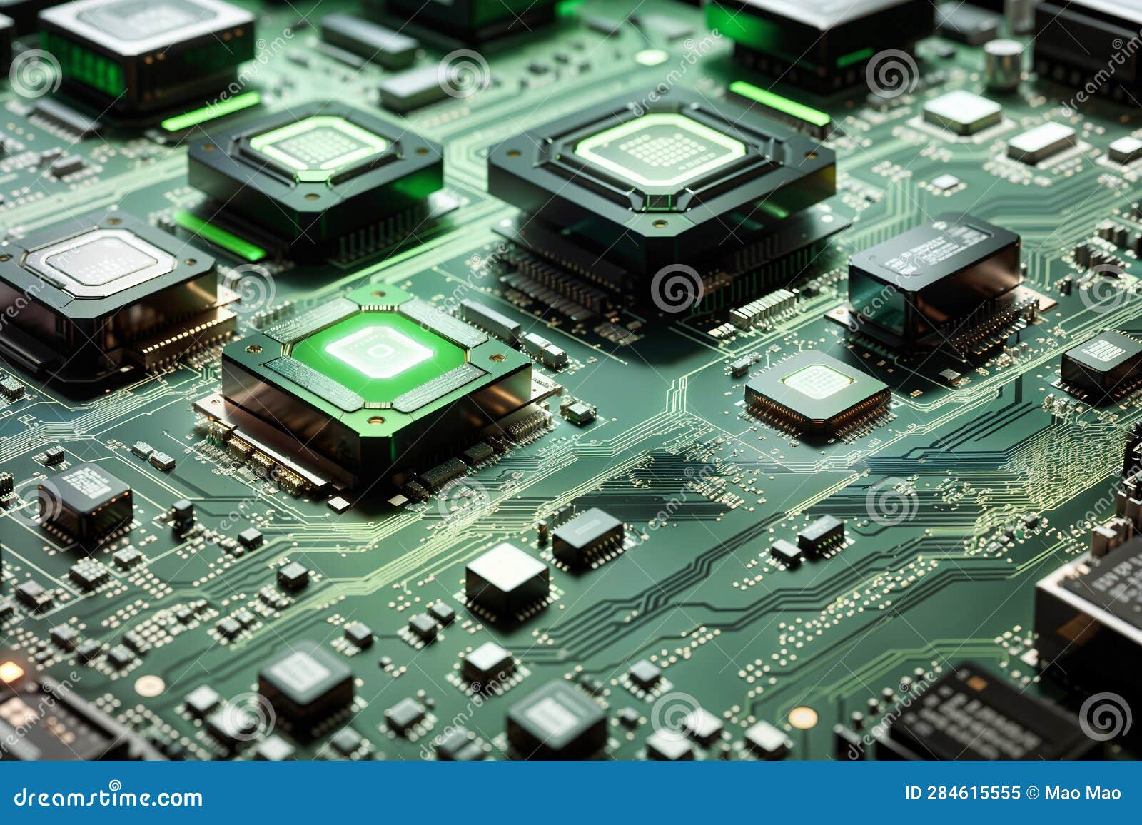 Close-up View of a Modern GPU Card with Circuit and Connections 3D ...