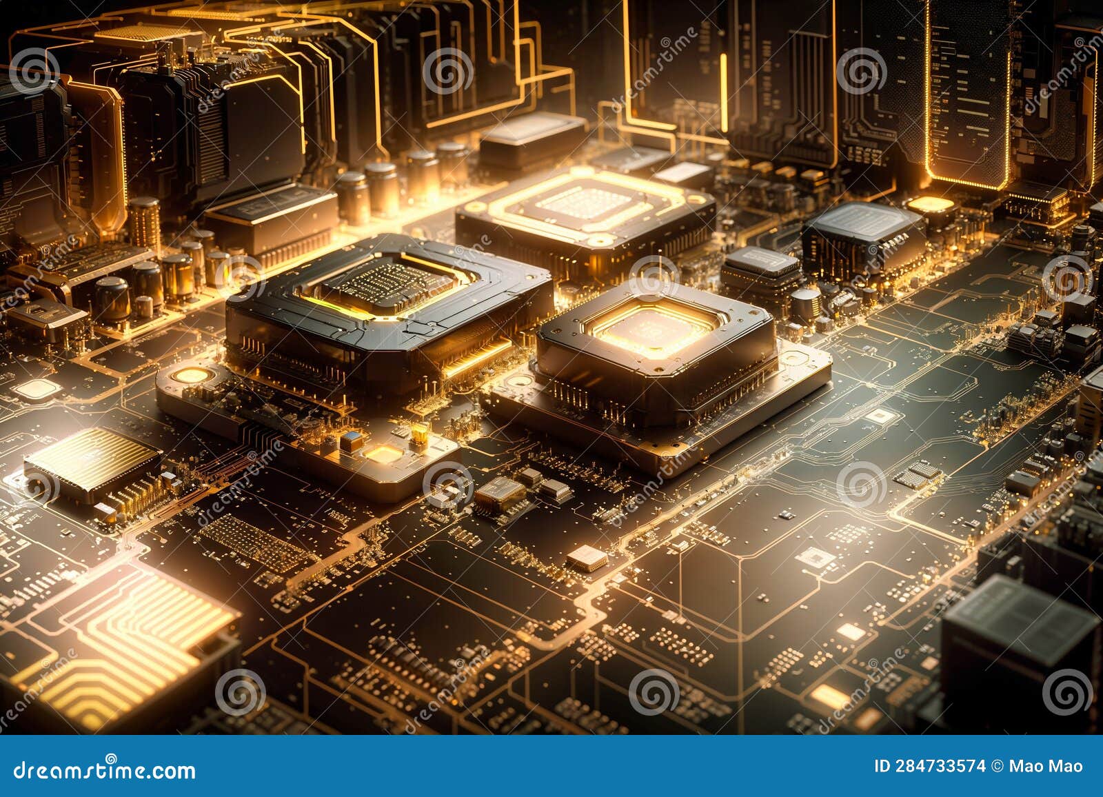 Close-up View of a Modern GPU Card with Circuit and Connections 3D ...