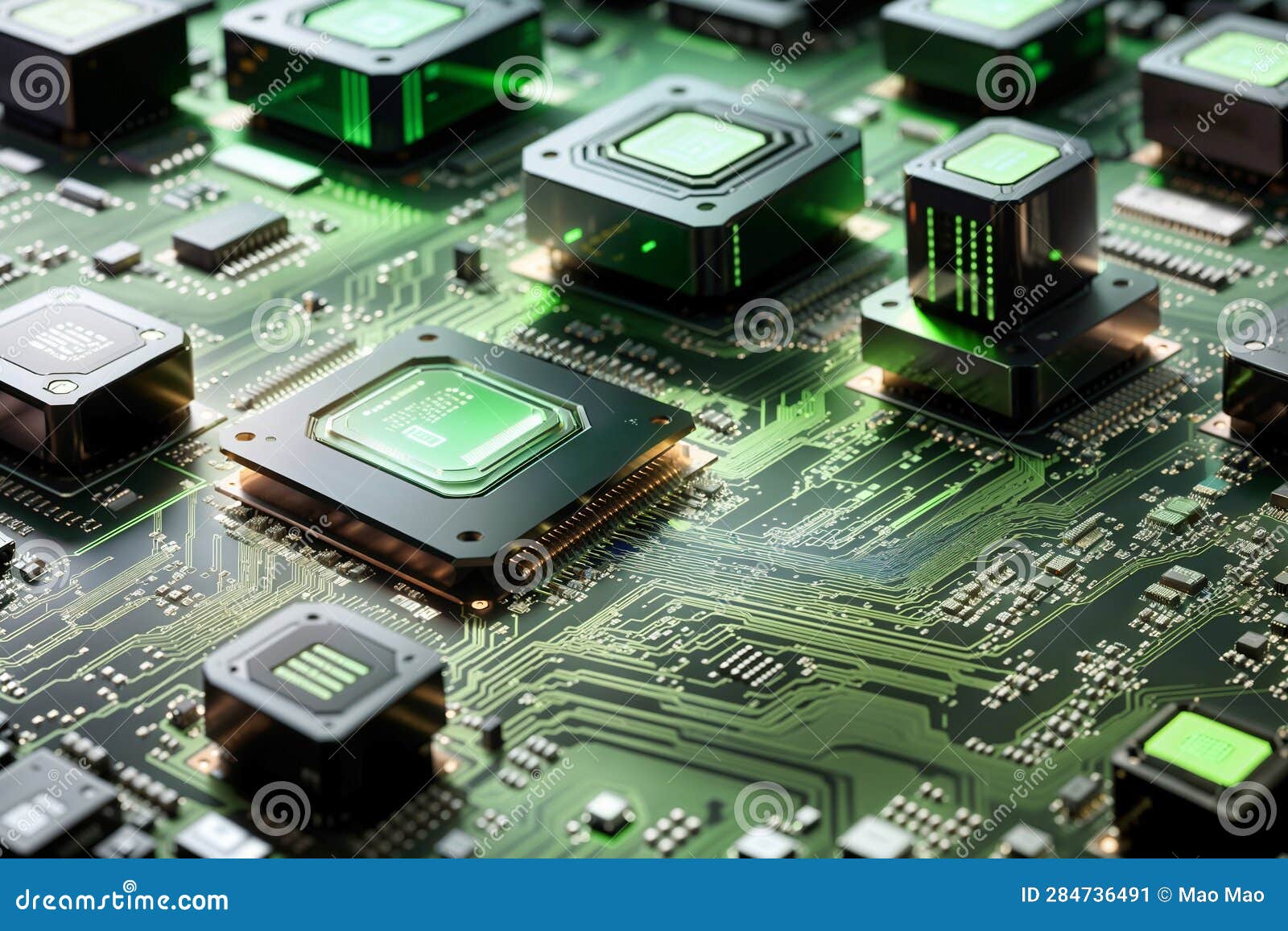 Close-up View of a Modern GPU Card with Circuit and Connections 3D ...