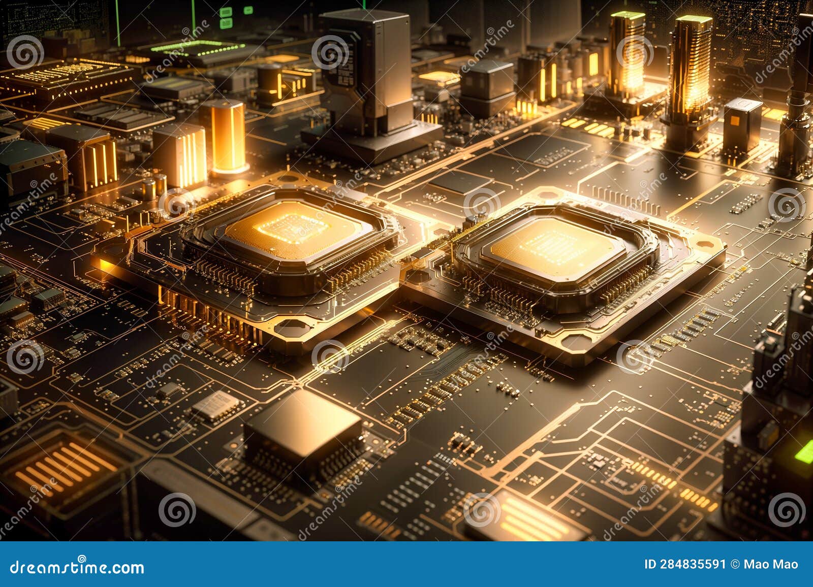 Close-up View of a Modern GPU Card with Circuit and Connections 3D ...