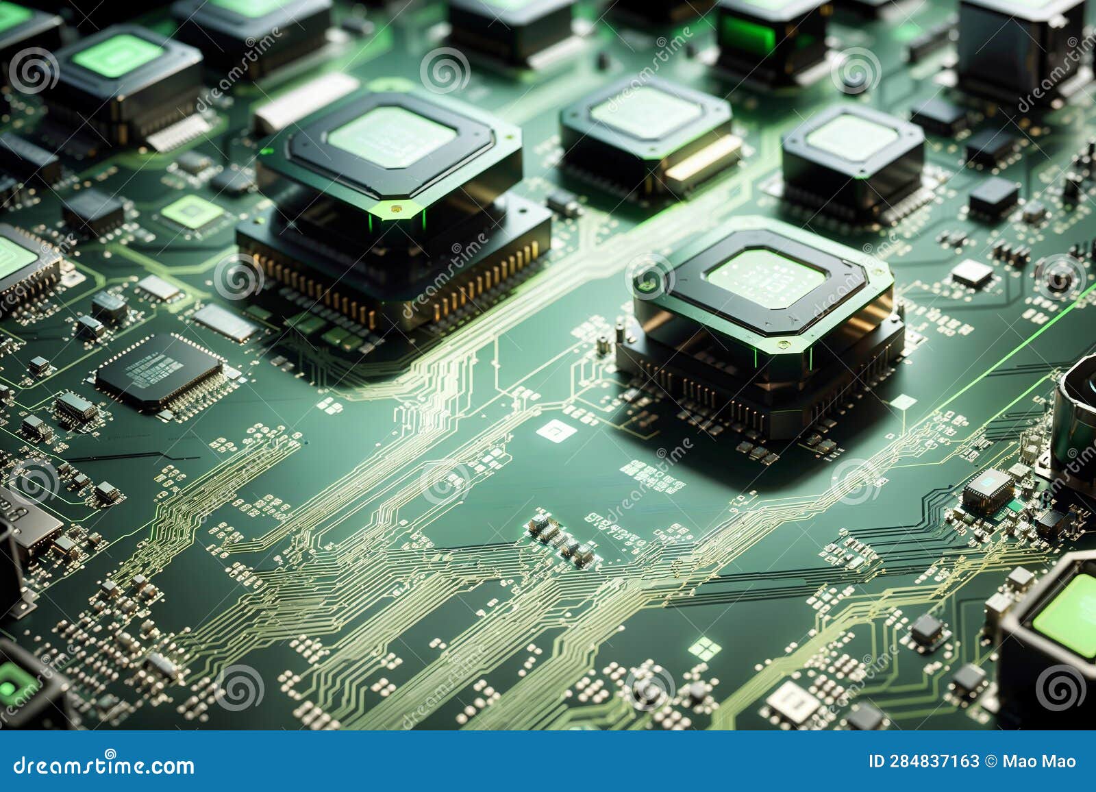 Close-up View of a Modern GPU Card with Circuit and Connections 3D ...