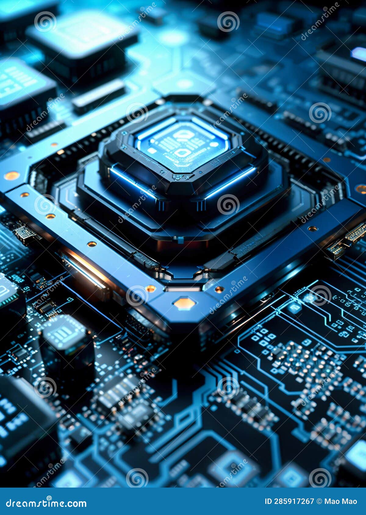 Close-up View of a Modern GPU Card with Circuit and Connections 3D ...