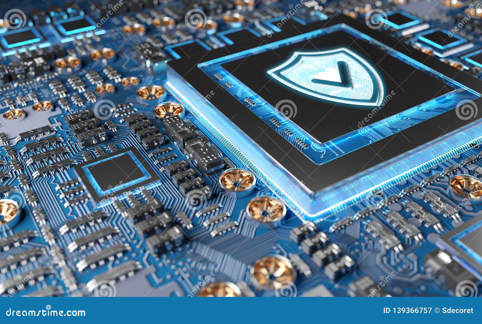 Close-up View of a Modern GPU Card with Shield Protection 3D Rendering ...