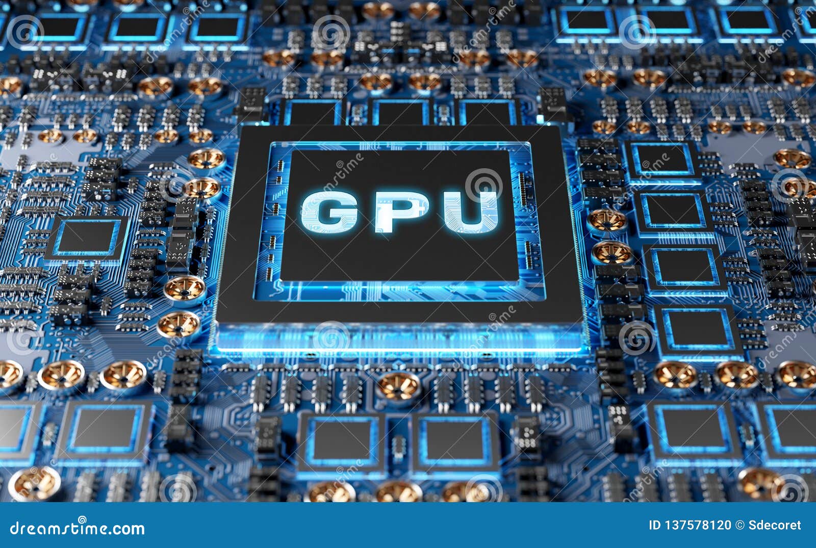 Close-up View of a Modern GPU Card with Circuit 3D Rendering Stock ...
