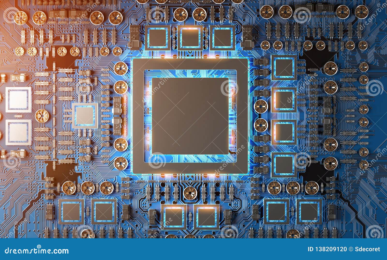 Close-up View of a Modern GPU Card with Circuit 3D Rendering Stock ...