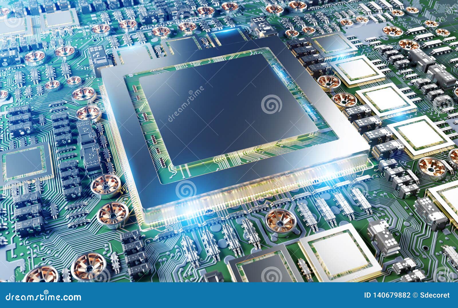 Close-up View of a Modern GPU Card with Circuit 3D Rendering Stock ...