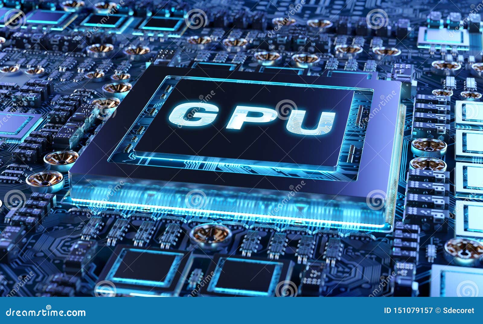 Close-up View of a Modern GPU Card with Circuit 3D Rendering Stock ...