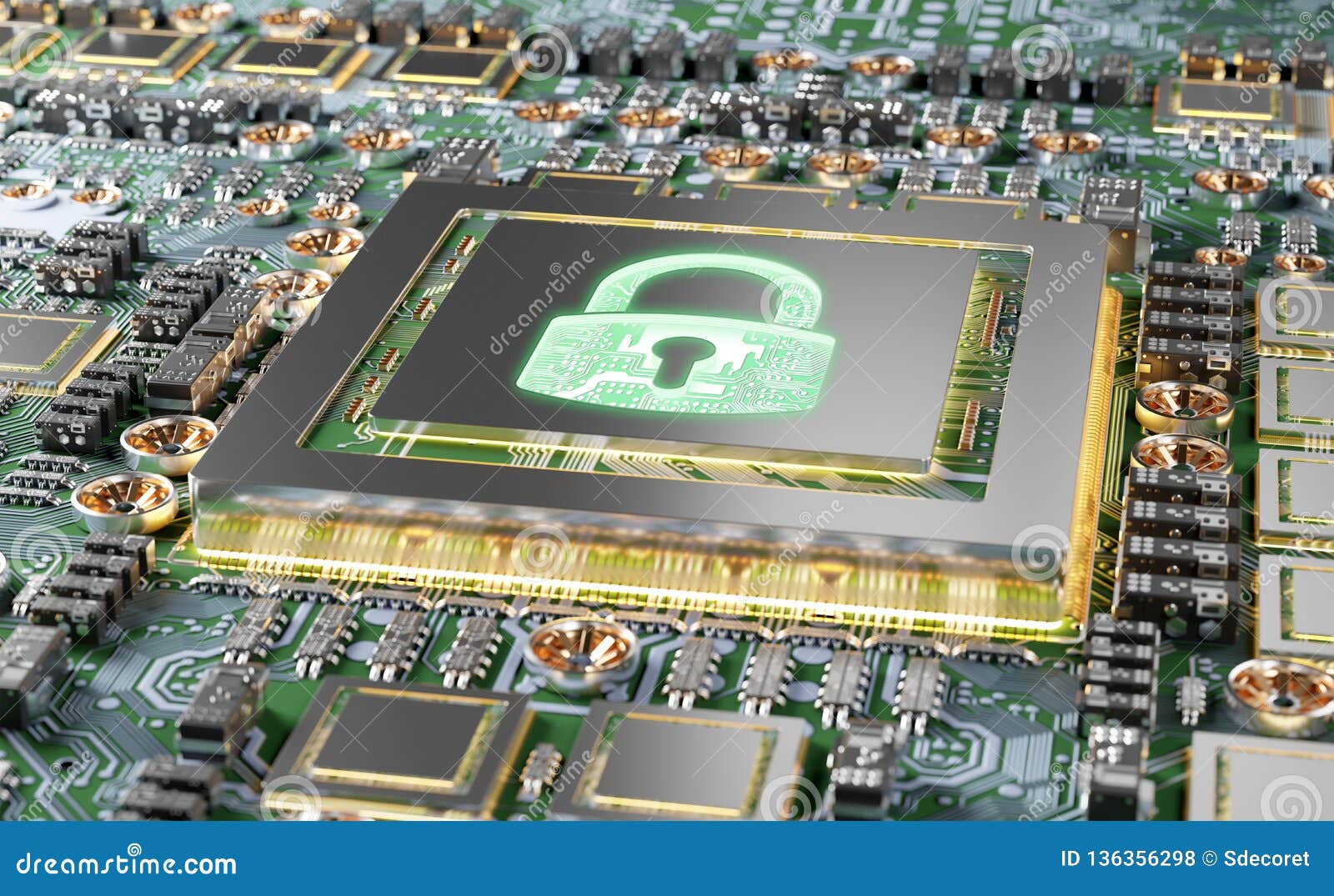 Close-up View of a Modern GPU Card with Padlock Protection Stock ...