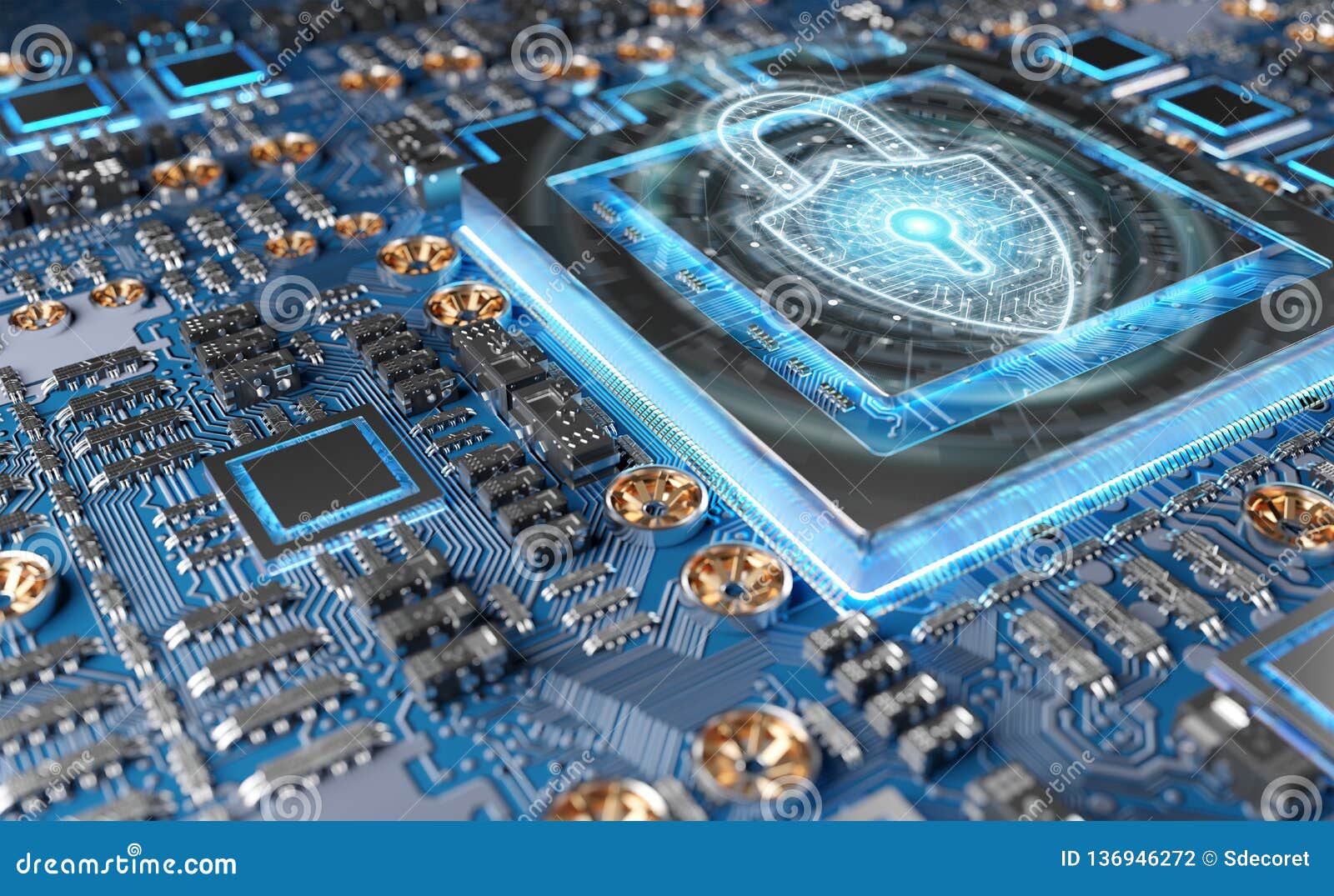 Close-up View of a Modern GPU Card with Shield Protection 3D Rendering ...